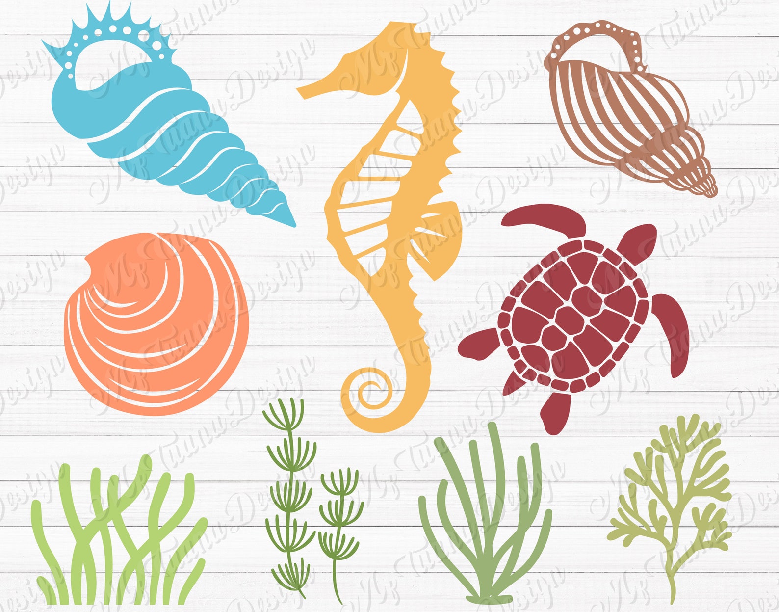 Ocean Animals SVG Bundle, Sea Shells Ocean, Seahorse Svg, Starfish Svg ...