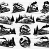 Stitched Train Clipart - Cute Train Clip Art and Wagons, Sun, Clouds ...