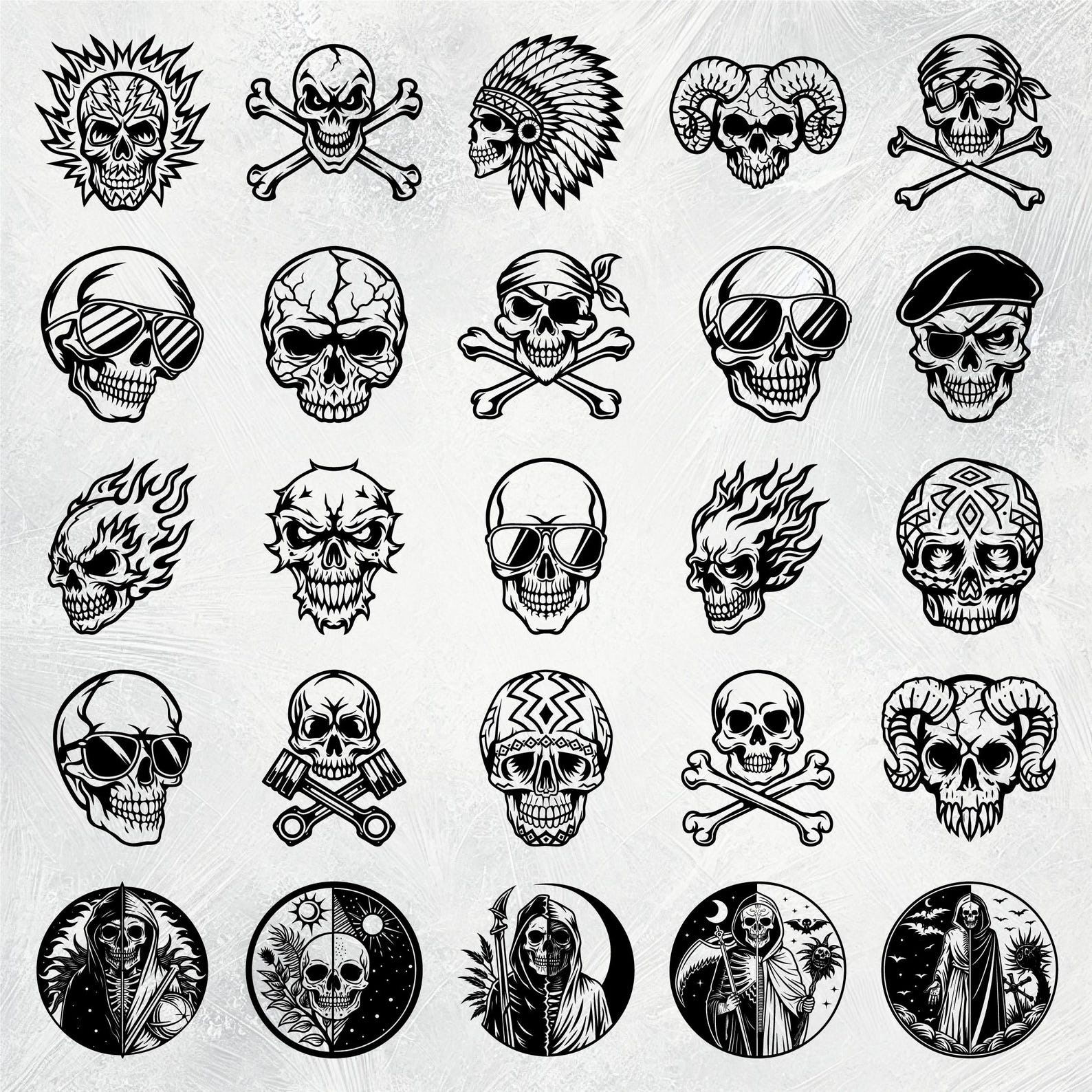 150 Skull SVG Bundle, Skull Svg, Skull Png, Skull Silhouette ...