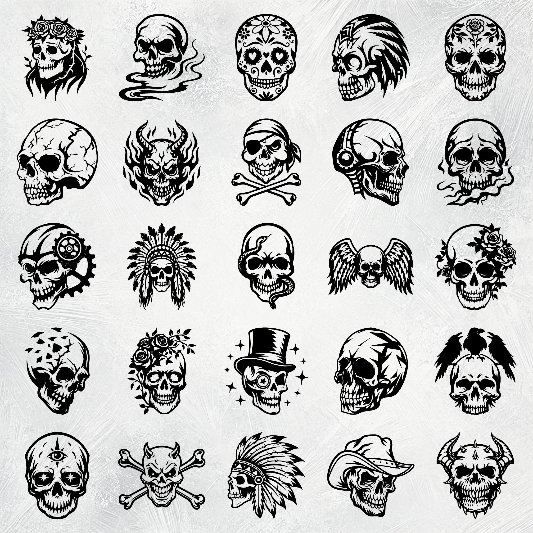 Skull SVG Bundle (150 SVG & PNG Files) Instant Download, Commercial Use ...