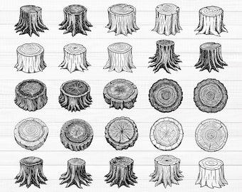 Tree Stump SVG Bundle, Tree Stump Clipart, Wood Log Svg, Tree Stump ...