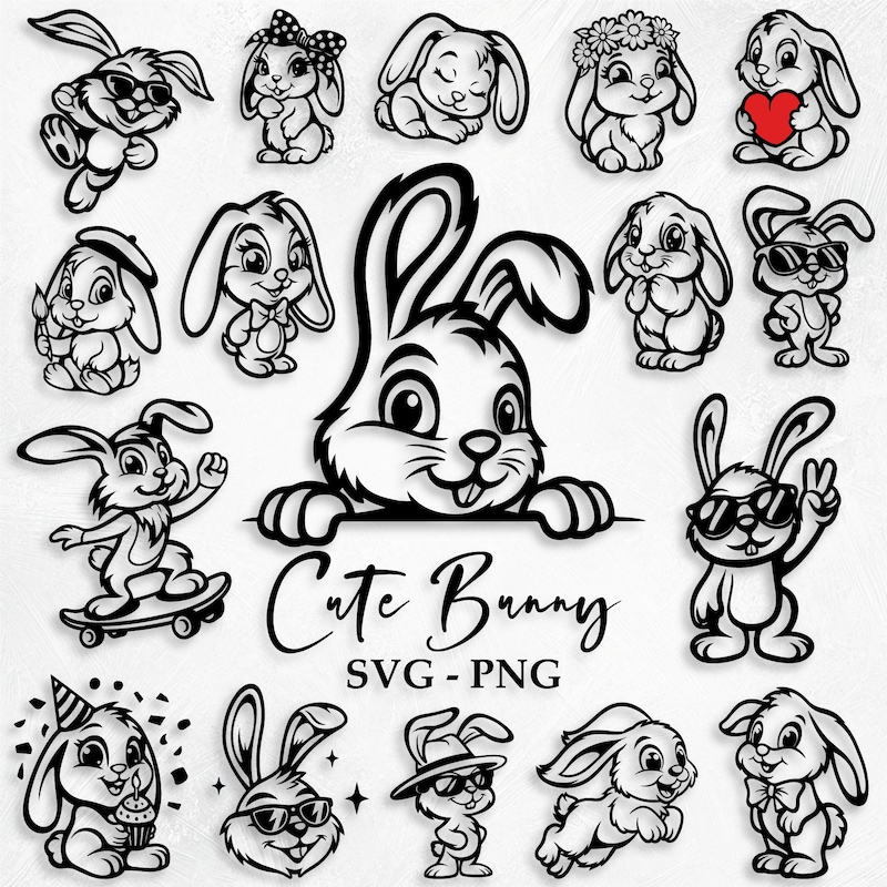 Cute Bunny Clipart - Etsy