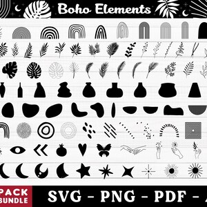 100 Abstract Boho Elements SVG, Boho Shapes Clipart, Graphics Bundle ...