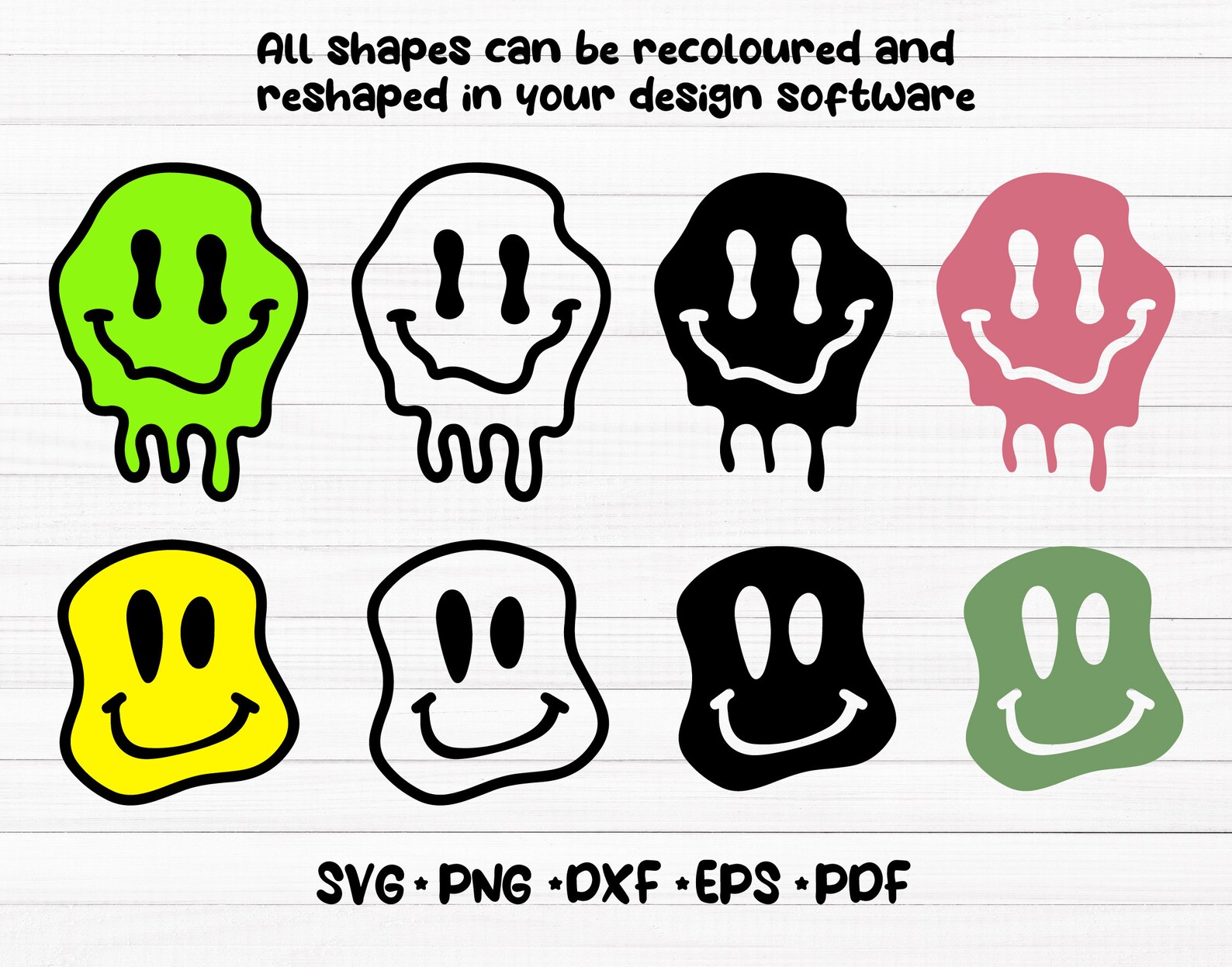Melting Smiley Face SVG Bundle (96 Files: SVG, PNG & More) Instant ...
