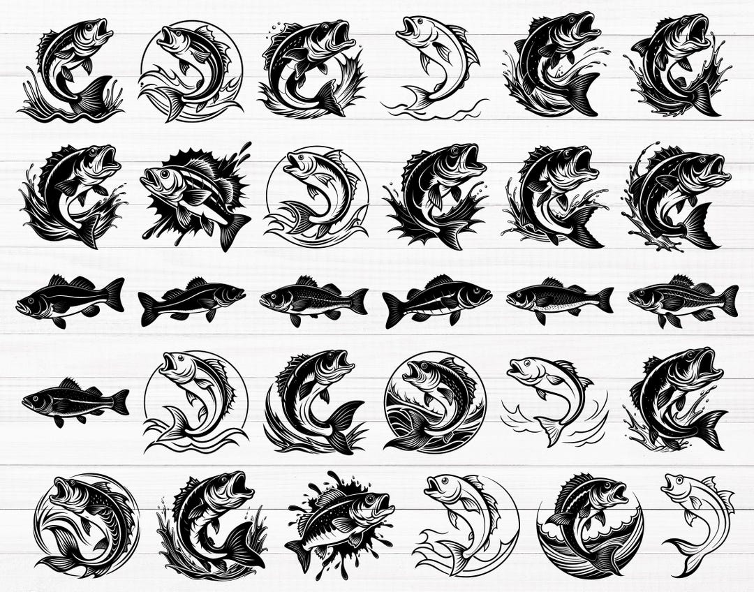 Pescado SVG, Pesca de lubina Svg, Pez lubina Svg, Clipart de lubina ...