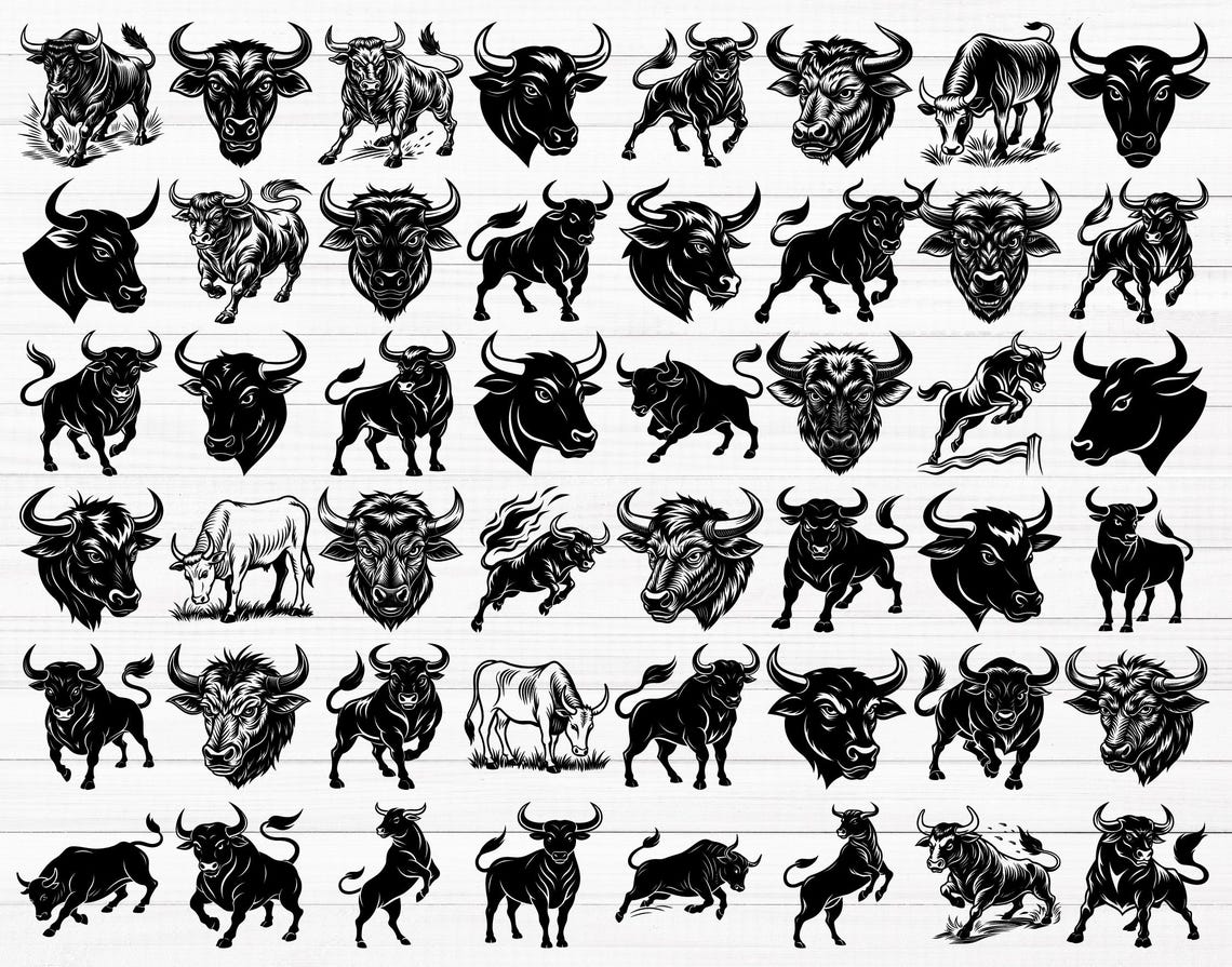 Stier SVG, Stier Bundle, Stier Gesicht, Stier Kopf, Stier Silhouette ...