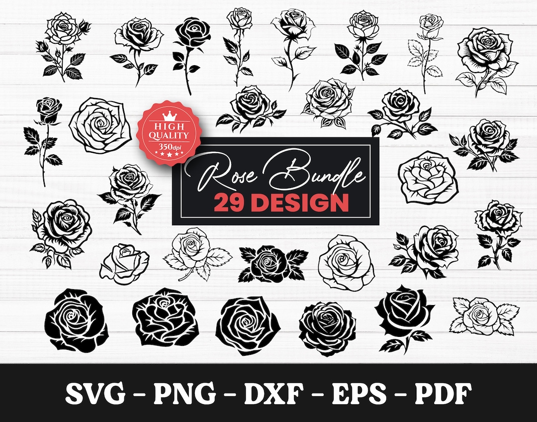 Rose SVG, Rose SVG Bundle, Rose Clipart, Rose PNG, Flower Svg, Flower ...
