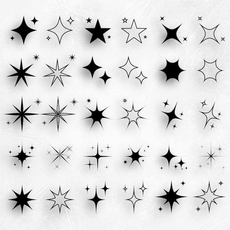 Sparkle Stars SVG Bundle (32 SVG & PNG Files) Instant Download ...