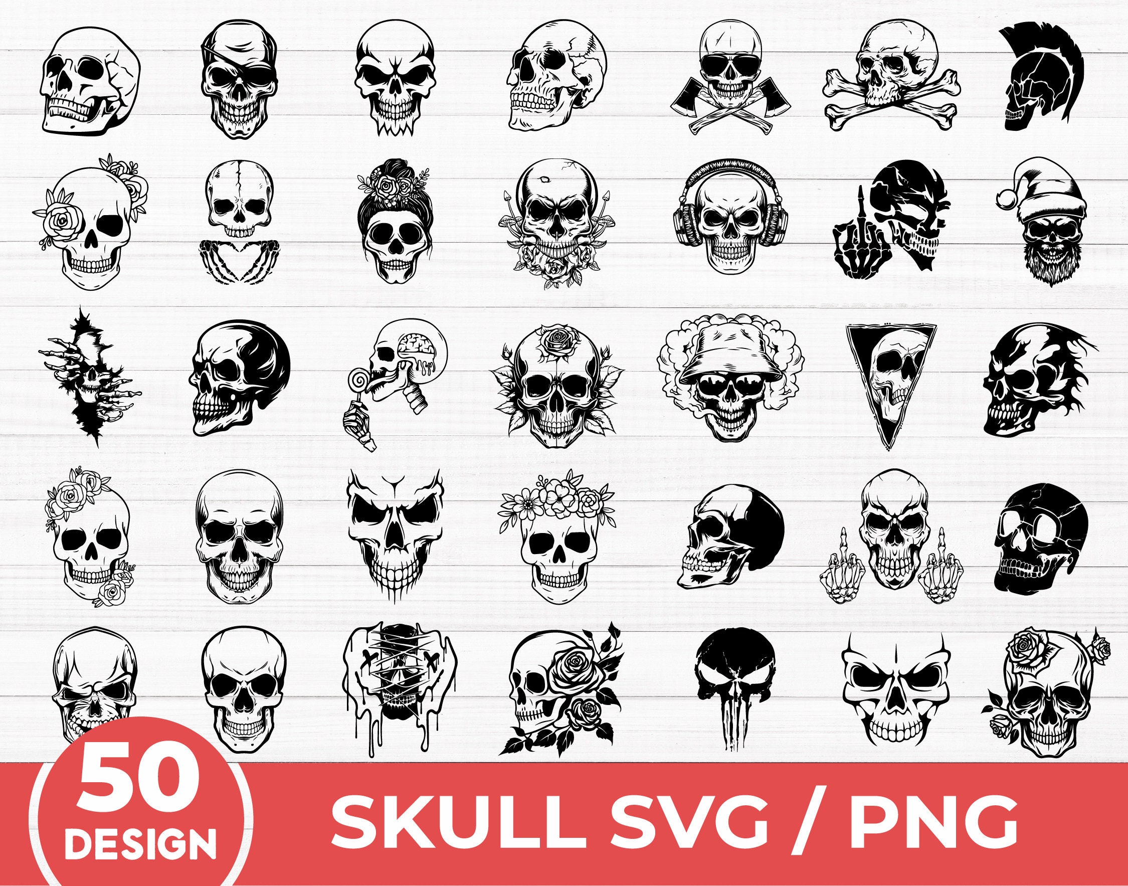 Skull SVG Skull SVG Bundle Skull Png Files Skull Silhouette - Etsy ...