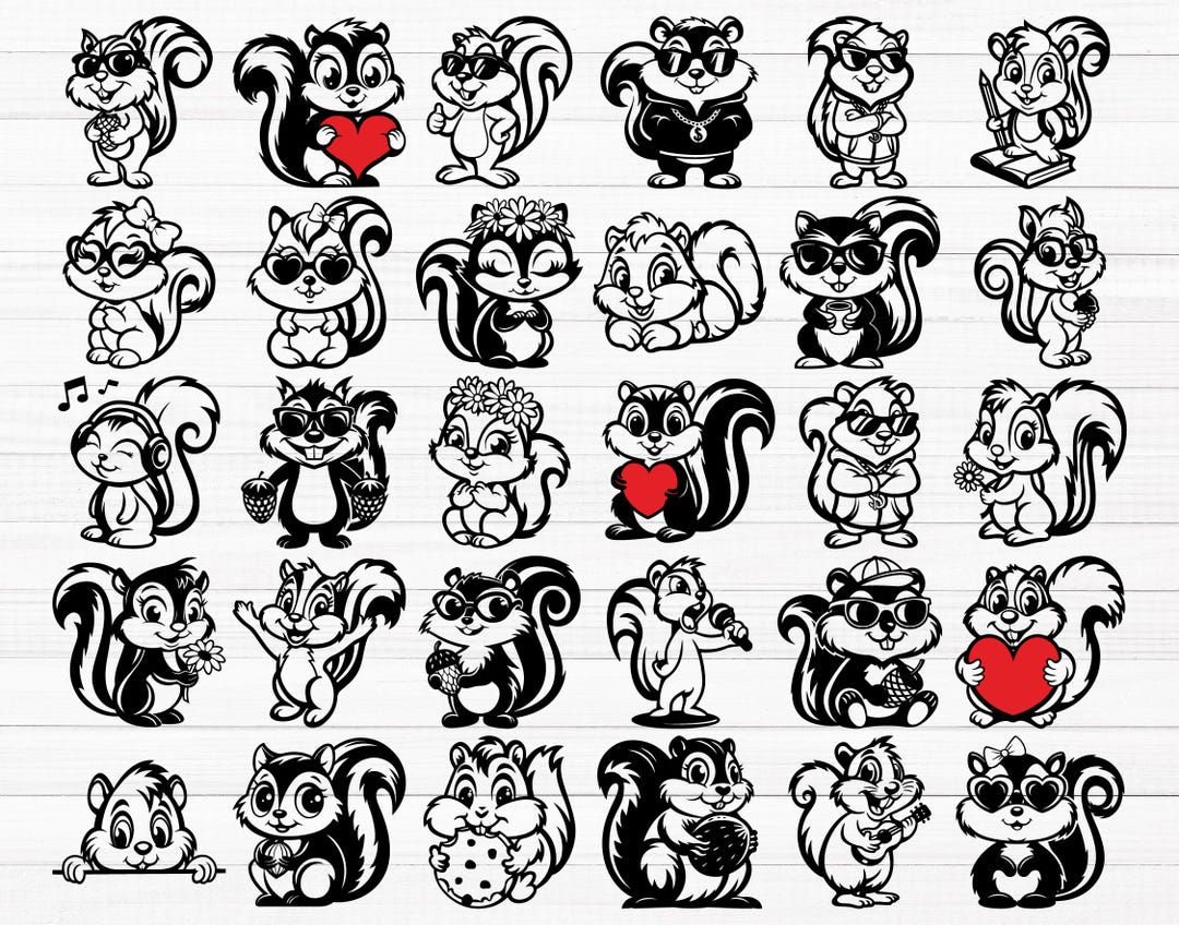 Cute Squirrel SVG Bundle (60 SVG & PNG Files) Instant Download ...