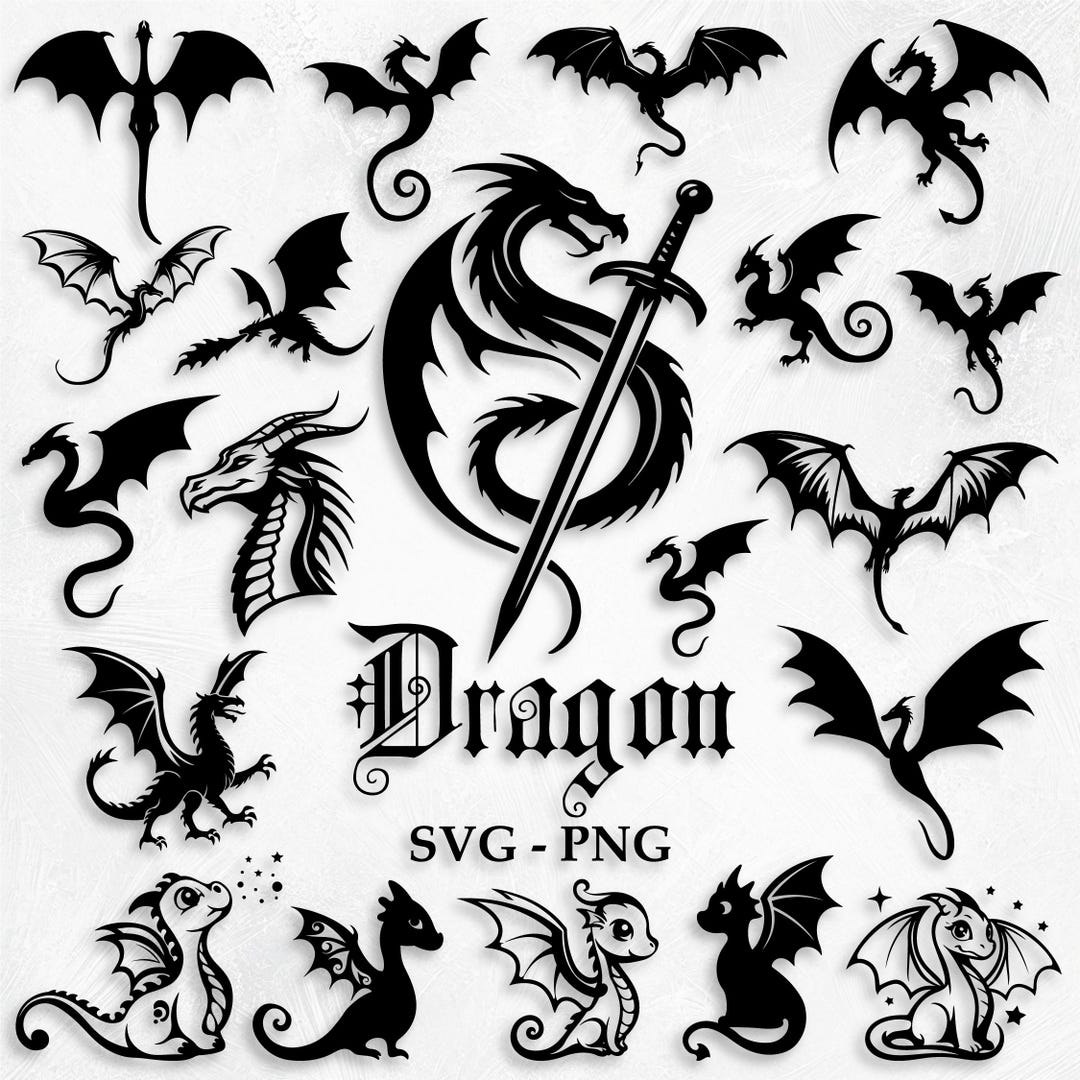 Dragon SVG, Dragon Svg Bundle, Dragon Silhouette, Dragon Cut File ...