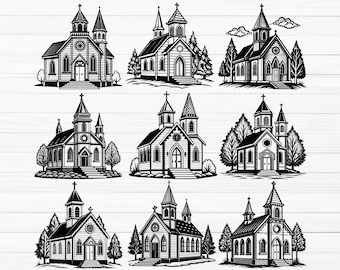 High Quality Church SVG Bundle, Church House Svg, Church Dxf, Church ...