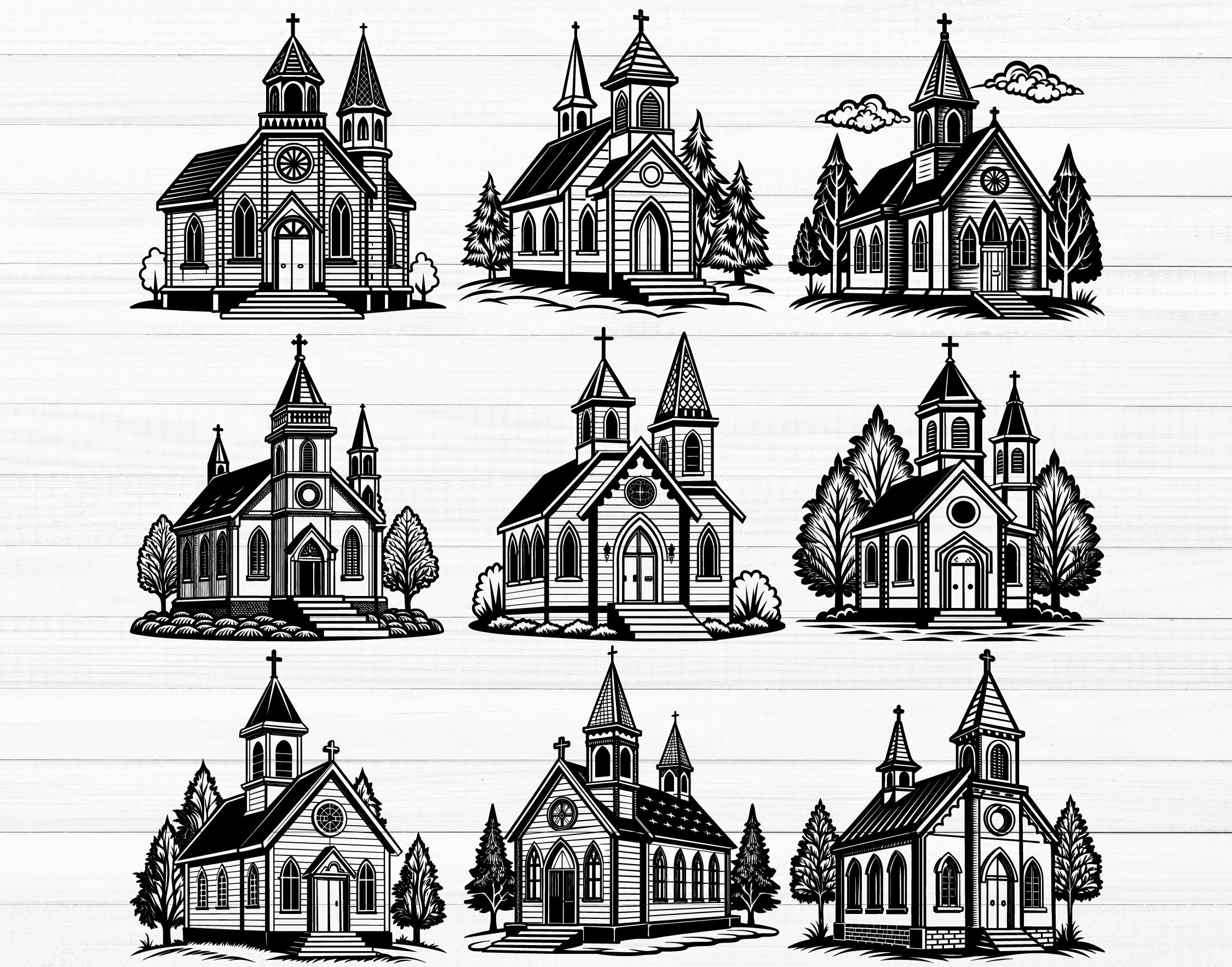 Church SVG Bundle (10 Files: SVG, PNG & More) Instant Download ...