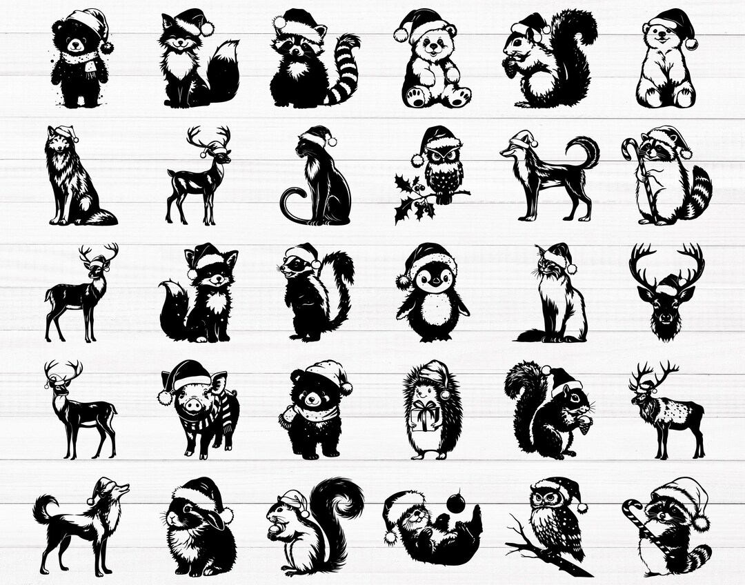Christmas Woodland Animals SVG Bundle: Festive Winter PNG (digital ...