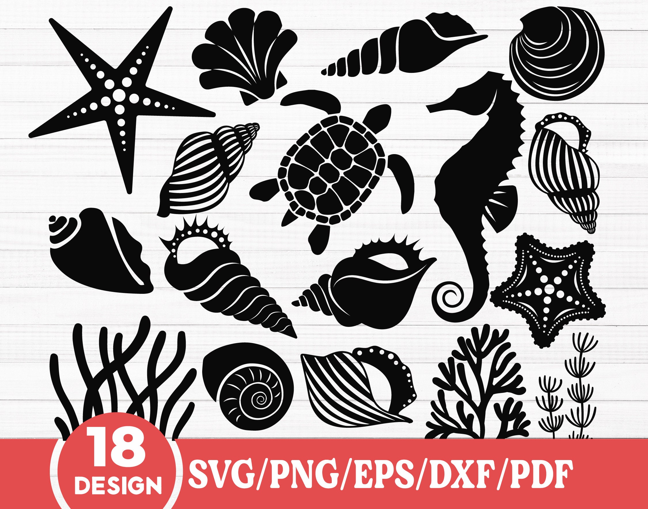 Ocean Animals SVG Bundle, Sea Shells Ocean, Seahorse Svg, Starfish Svg ...