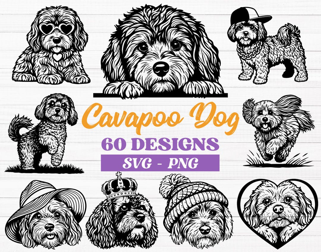 Cavapoo SVG Bundle, Peeking Cavapoo Svg, Cavapoo Silhouette, Funny ...