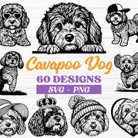 Cavapoo Svg Cavapoo Peeking Dog Commercial Cute Cavapoo Puppy CNC Svg ...