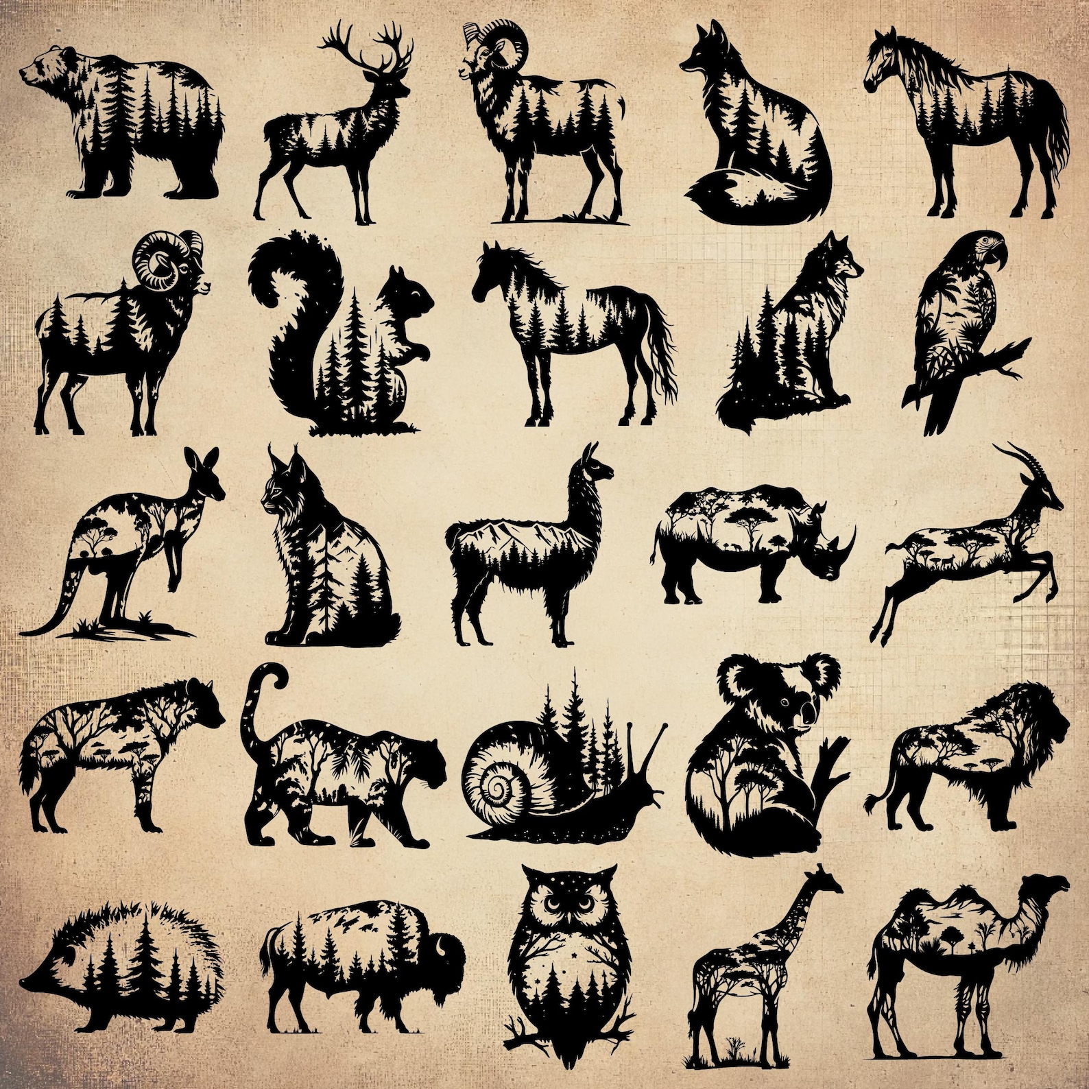 Forest Animals SVG Bundle (180 SVG & PNG Files) Instant Download ...
