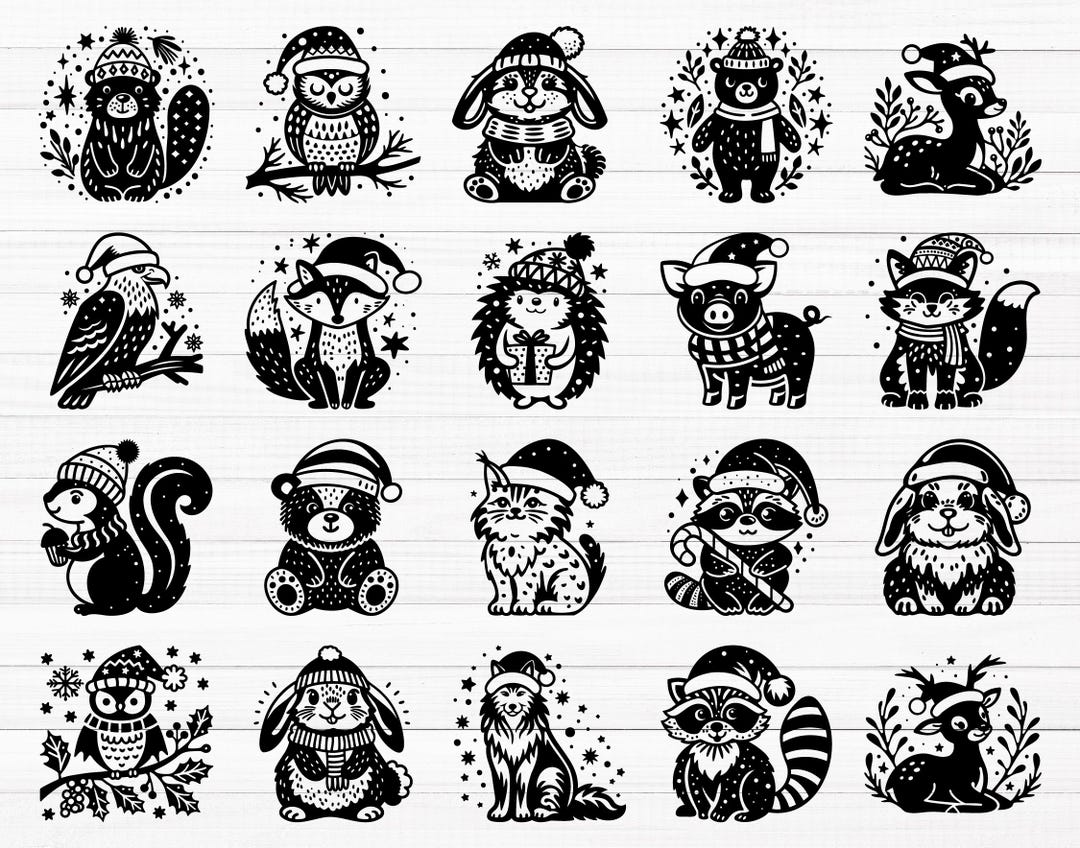 Christmas Animals SVG Bundle (27 SVG & PNG Files) Instant Download ...