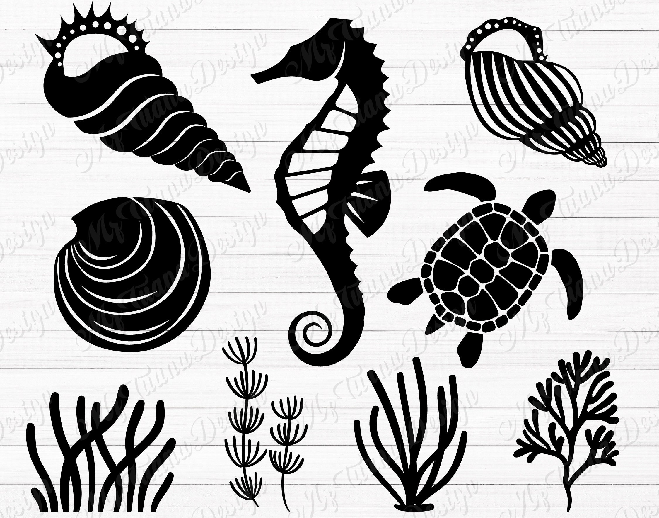 Ocean Animals SVG Bundle, Sea Shells Ocean, Seahorse Svg, Starfish Svg ...