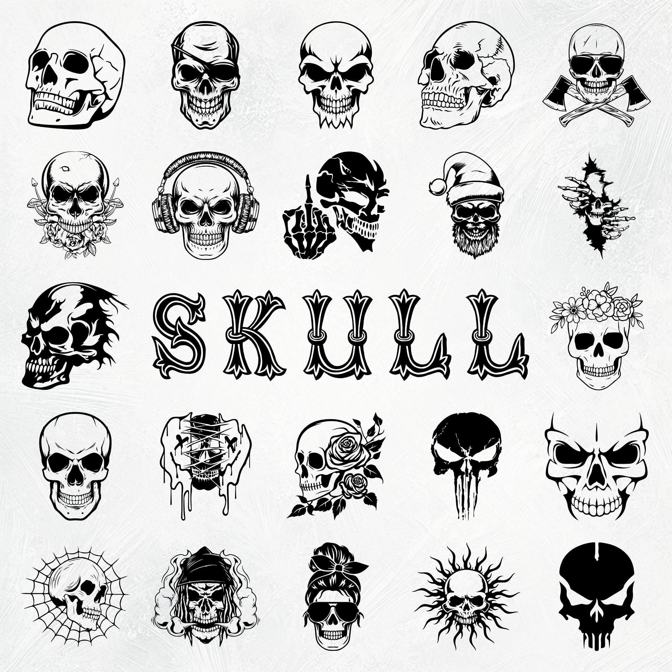 Skull SVG Bundle (150 SVG & PNG Files) Instant Download, Commercial Use ...