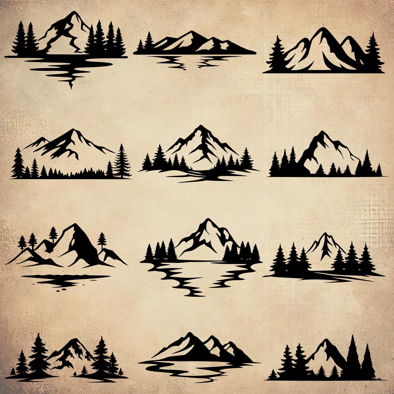 Mountains SVG Bundle (105 SVG & PNG Files) Instant Download, Commercial ...
