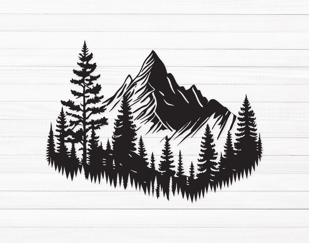 Mountain SVG, Landscape Svg, Pine Trees Svg, Landscape Vector, Trees ...
