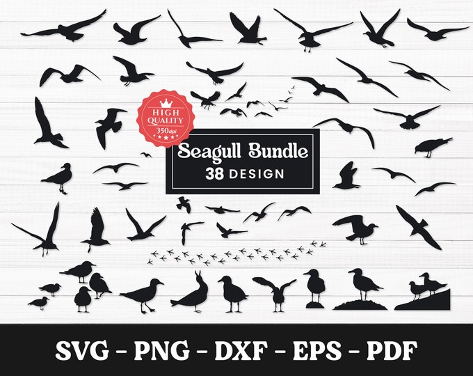 Flying Seagull Svg. Vector Cut File for Cricut, Silhouette, Pdf Png Eps ...