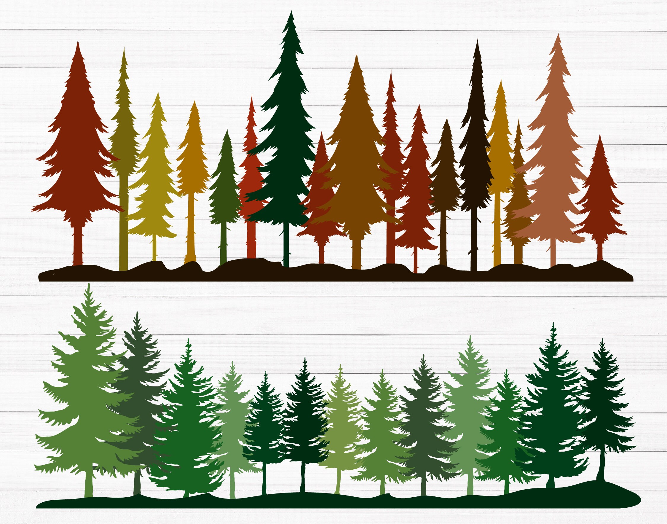 Forest Svg Bundle, Pine Trees Svg, Pine Forest Svg, Christmas Tree Svg ...