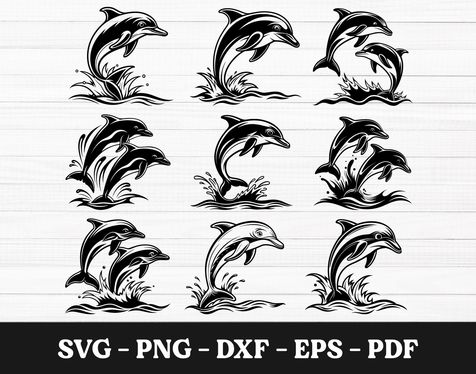 Dolphin SVG Bundle (10 Files: SVG, PNG & More) Instant Download ...