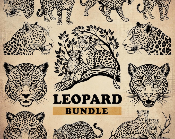 Leopard Mama and Cubs Laser Cut File: CO2 Laser Ready SVG, PNG - Etsy ...