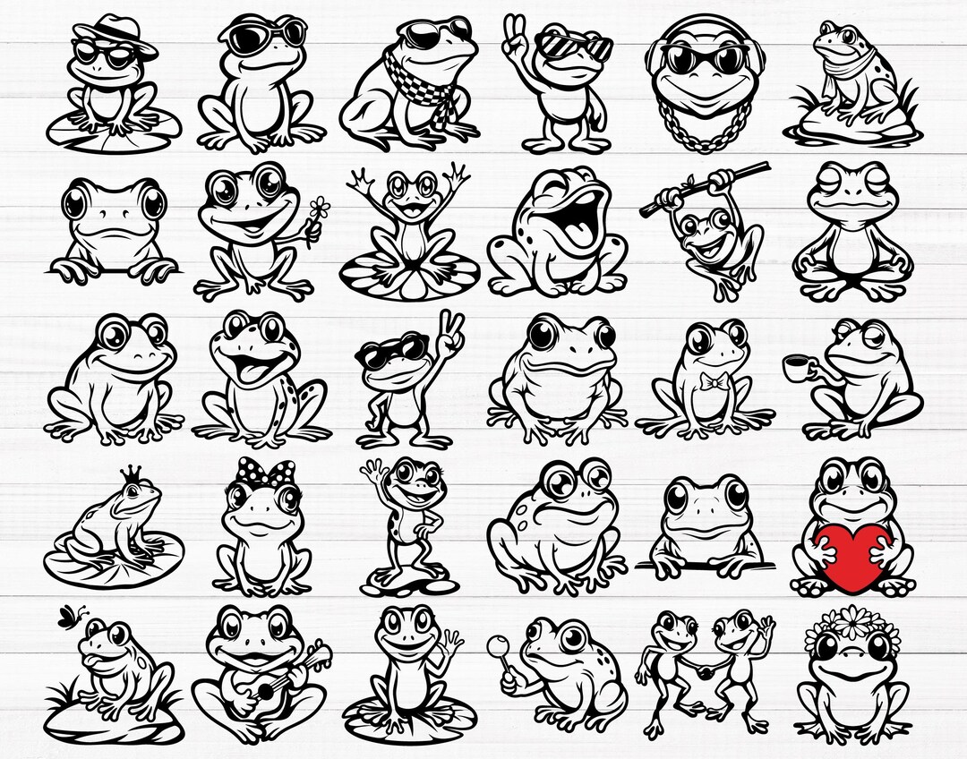 Cute Frog SVG Bundle, Cartoon Frog Svg, Funny Frog Svg, Animal Svg ...