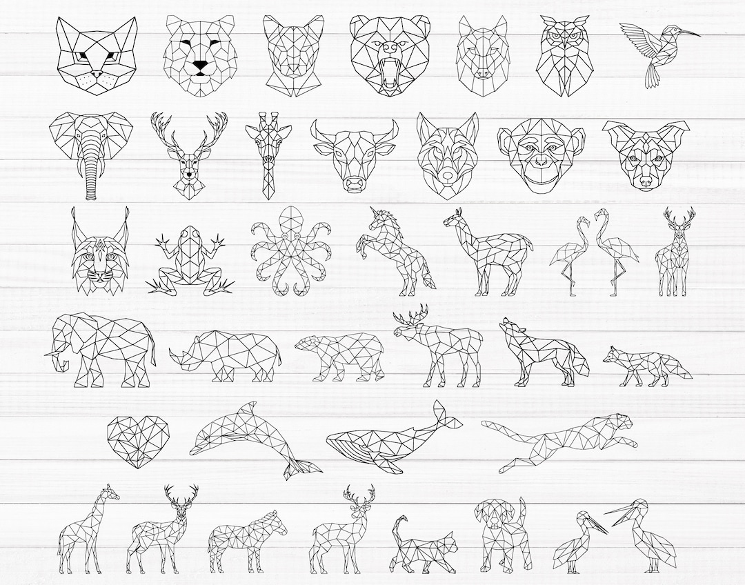 Geometric Animal SVG, Geometric Wildlife Svg, Origami Animal, Animal ...