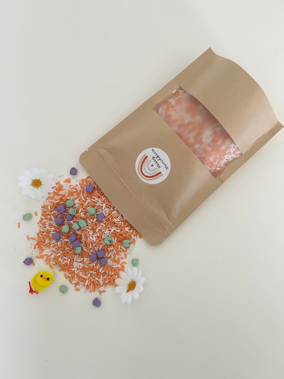 Easter Sensory Mix With Flowers and Chick/ Sensory Rice/ Coloured Rice ...