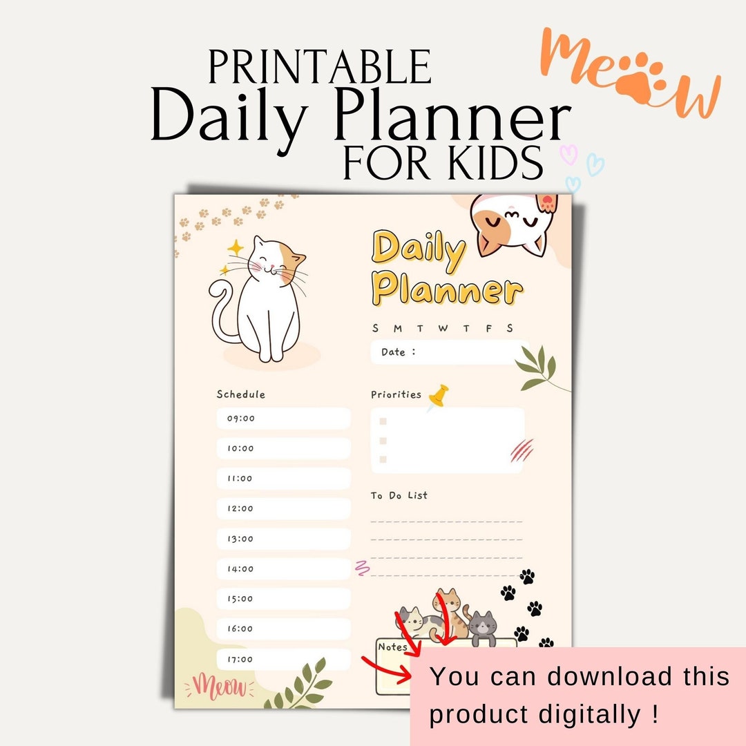 Printable Daily Planner for Kids Minimalist Daily Planner Kids Planner ...