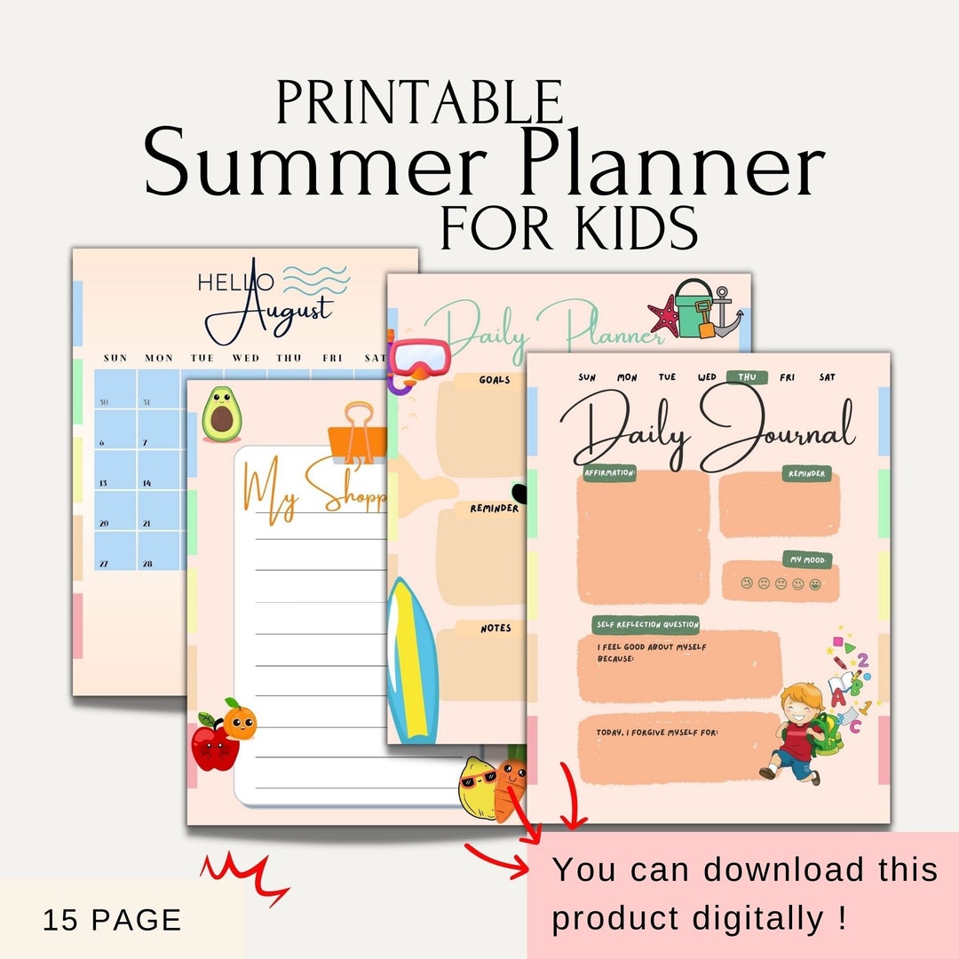 Printable Kids Summer Planner 2023 Summer Planner Summer Planner Bundle ...
