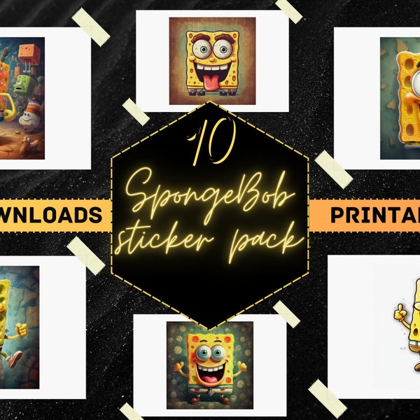 Spongebob Printable Stickers - Etsy
