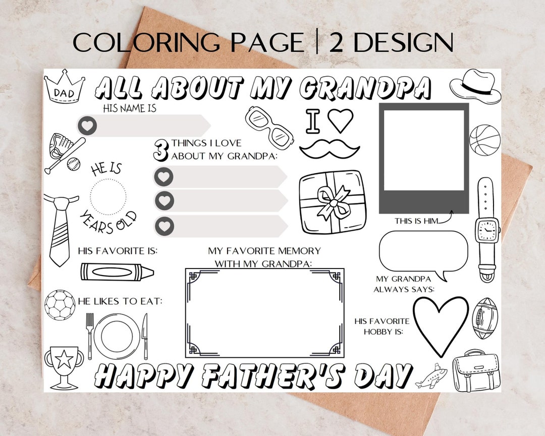 All About My Grandpa Printable Personalized T For Grandpa Etsy