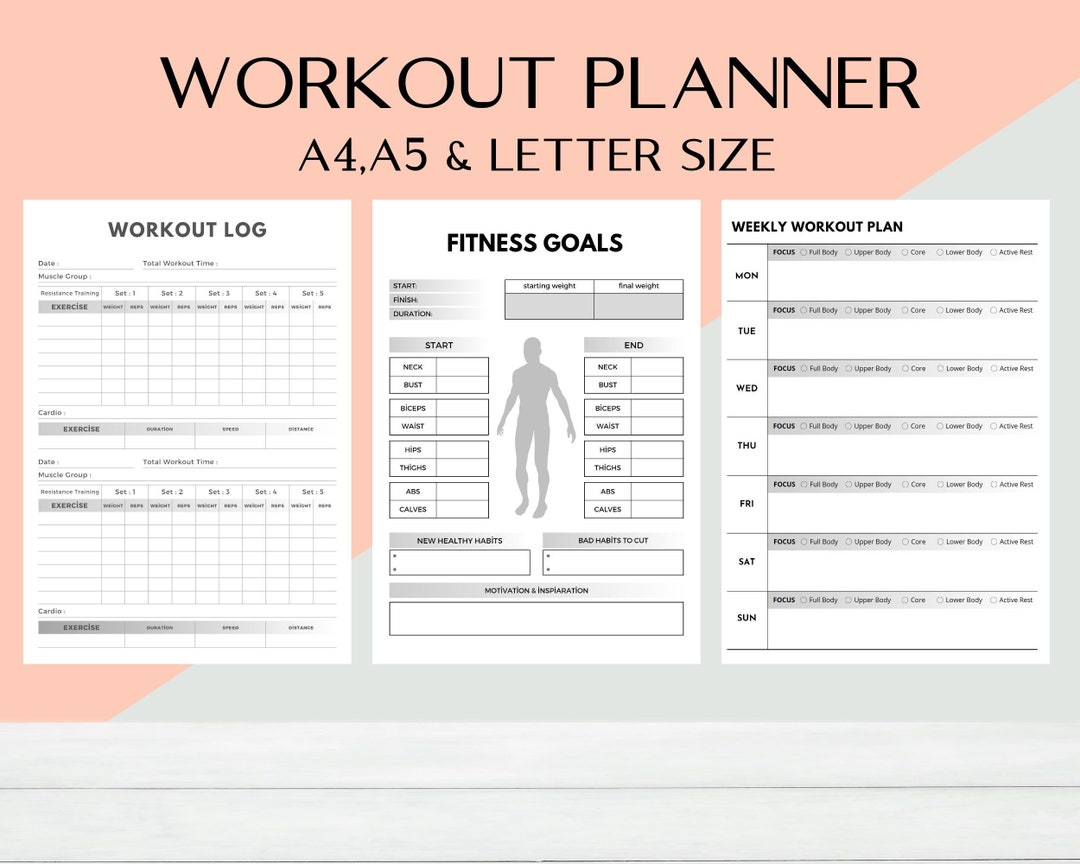 Workout Tracker Printable Daily Exercise Planner Weekly - Etsy