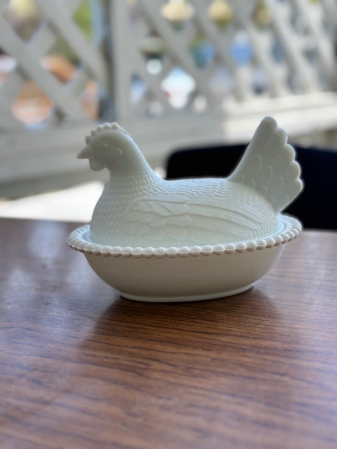 Indiana Glass Milk Glass White Hen Candy Dish - Etsy