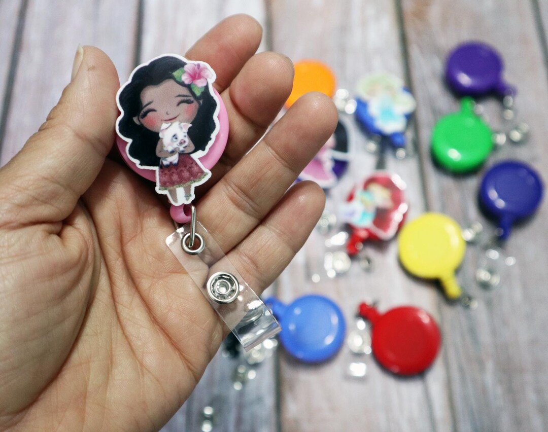 Moana Super Kawaii Retractable Badge Reels, ID Holder, Nurse Key Card ...