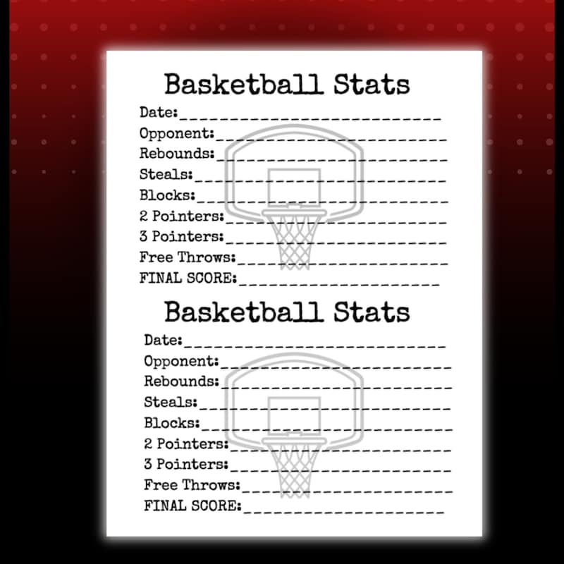 Basketball Stats Sheet - Etsy