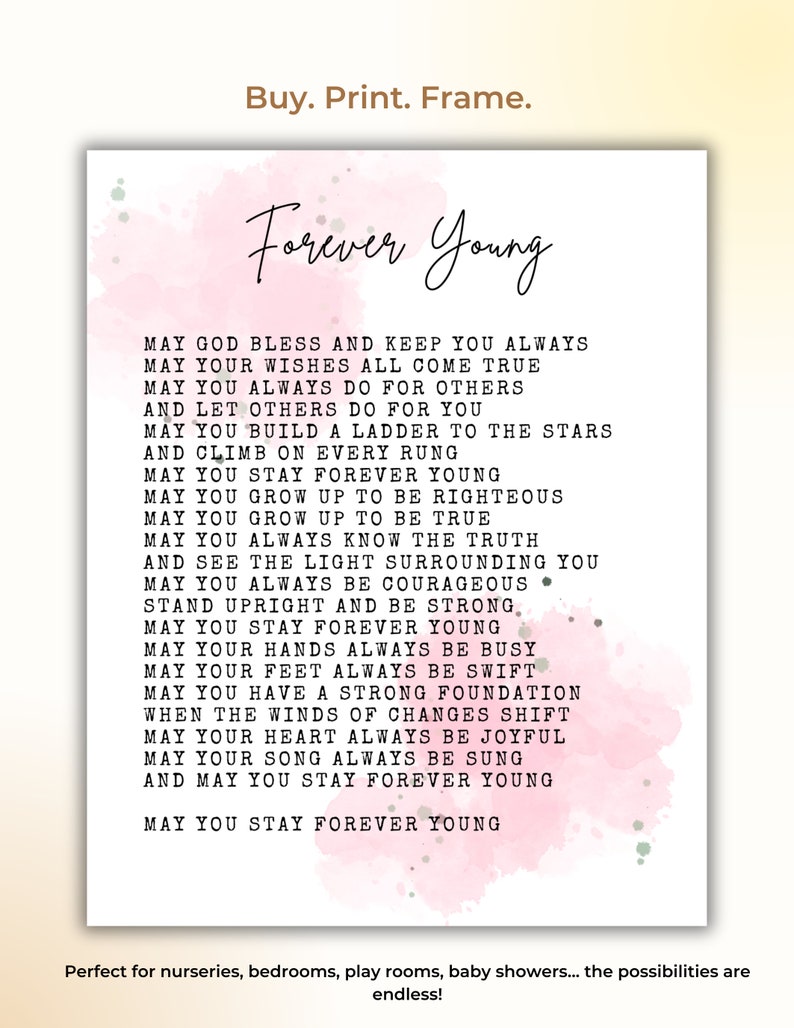Forever Young 8x10 Lyrics - Etsy