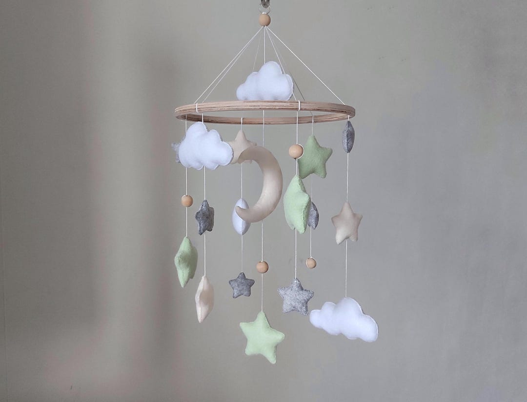 Stars, Clouds and Moon Baby Mobile for Nursery Decor, Cloud Hanging ...