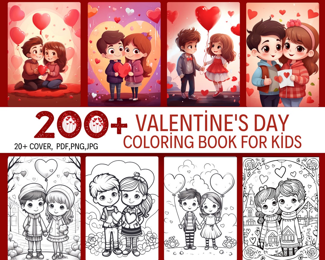 200 Love Theme Coloring, A Heartfelt Valentine's Day Gift for Kids ...