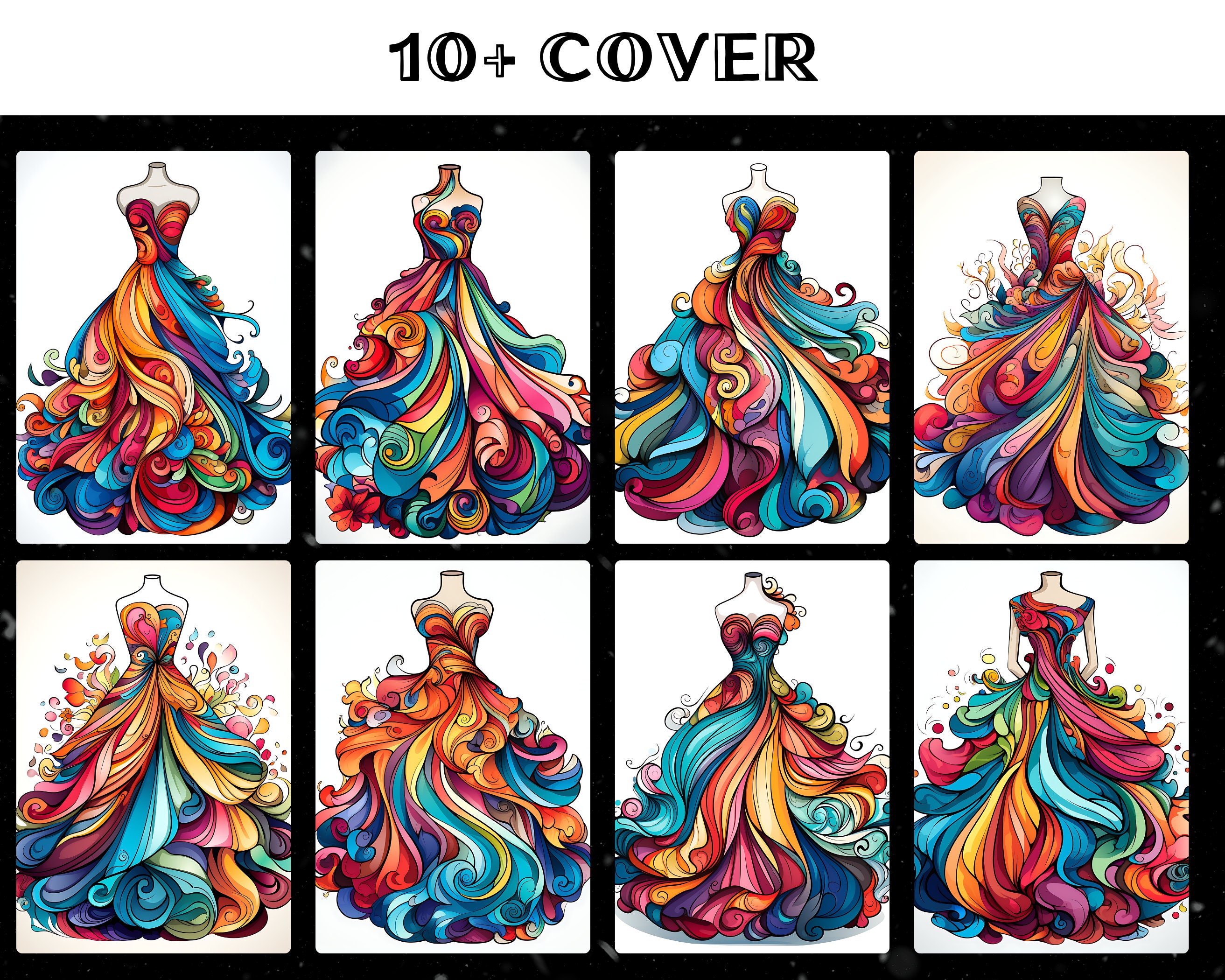 100 Girls Dress Coloring , Cute Fashion Pages , Fun Dress up Book for ...