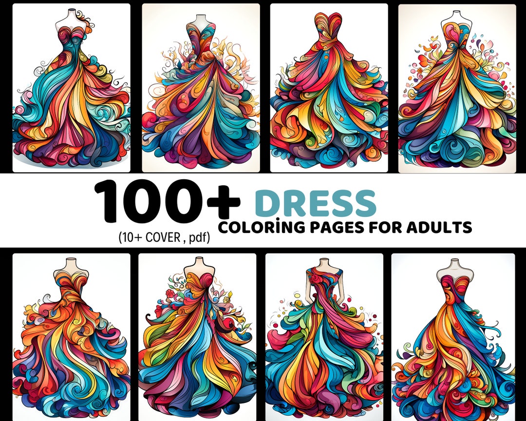 100 Girls Dress Coloring , Cute Fashion Pages , Fun Dress up Book for ...
