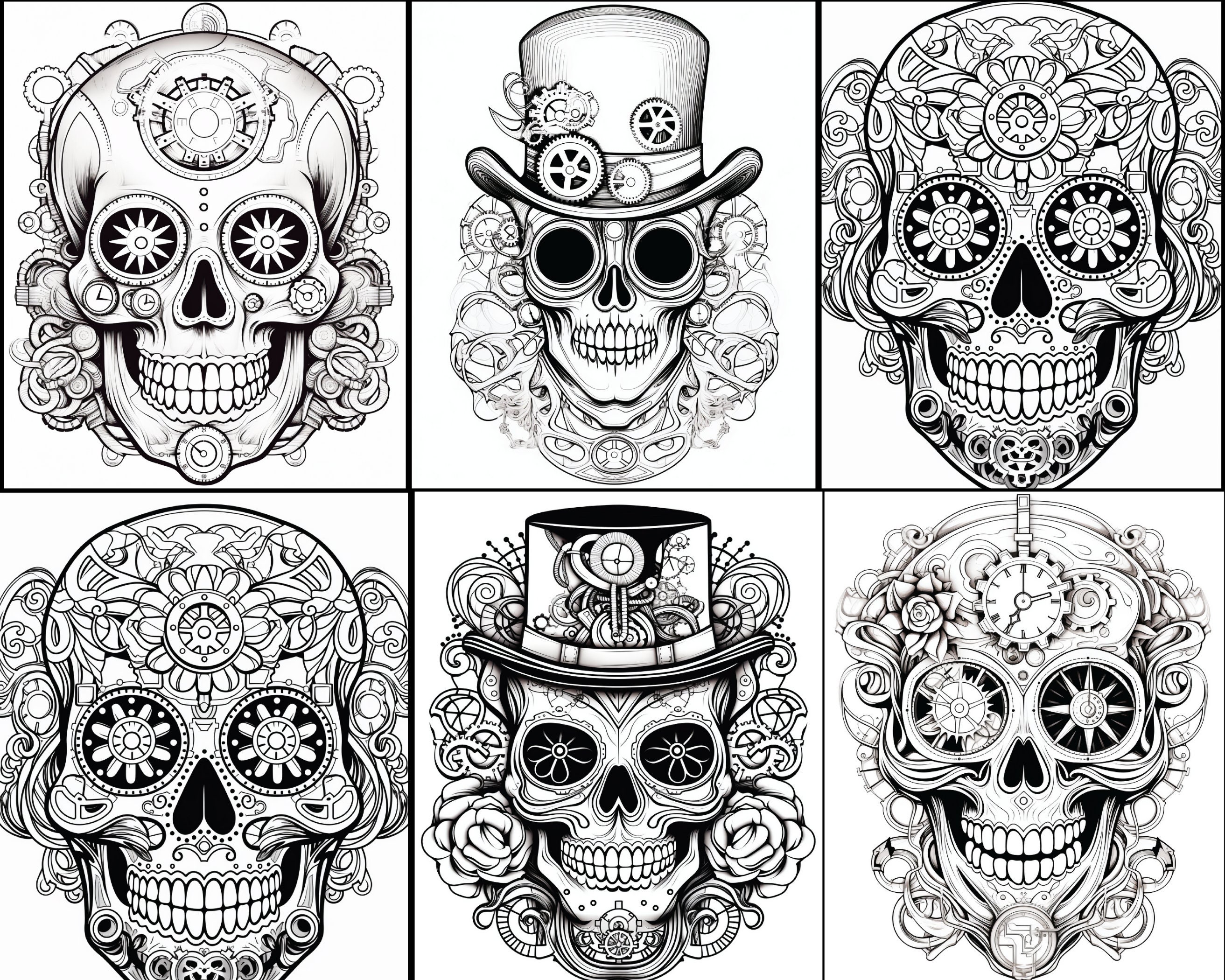 200 Sugar Skull Coloring Pages Gothic Printable Adult Coloring ...