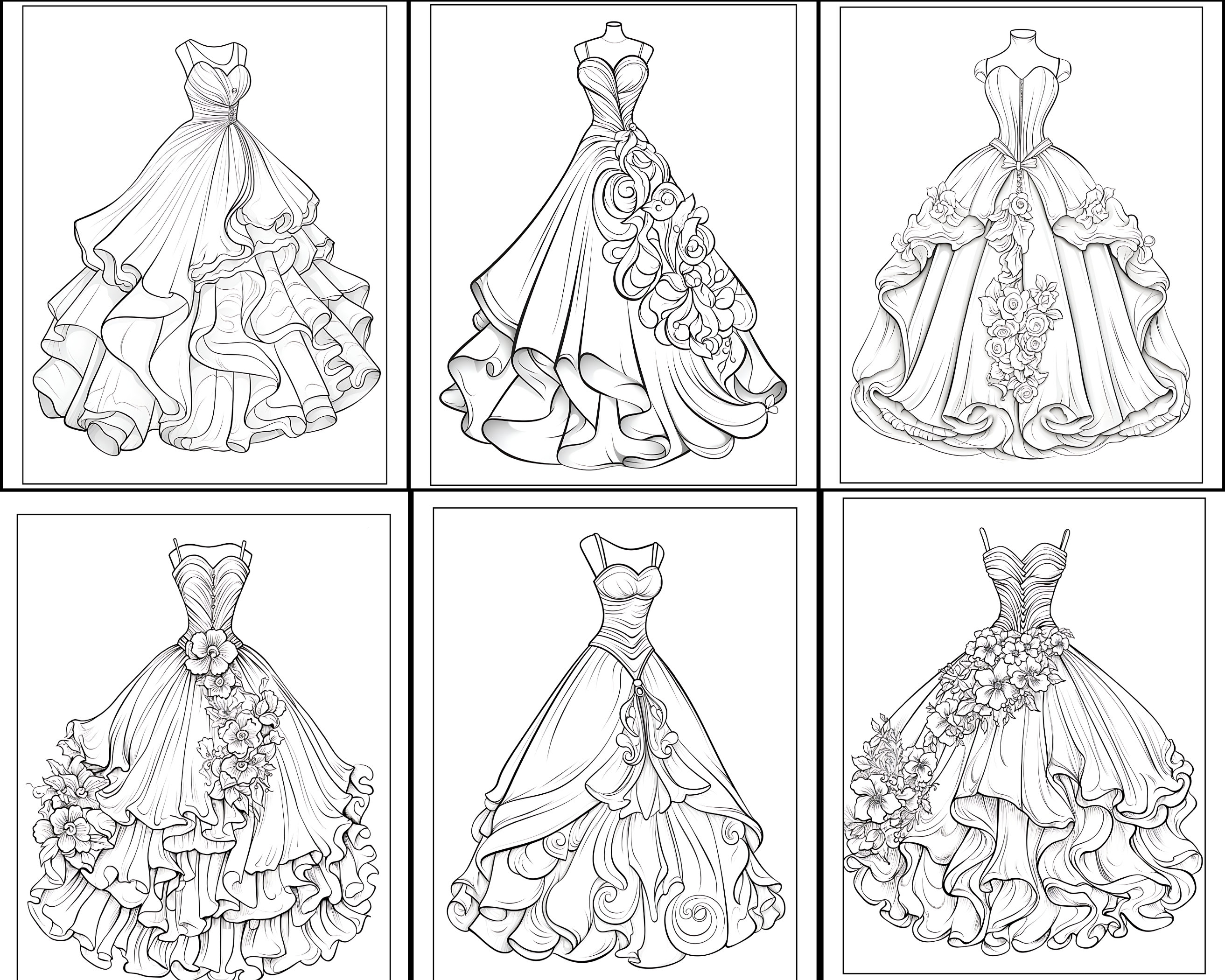 100 Girls Dress Coloring , Cute Fashion Pages , Fun Dress up Book for ...