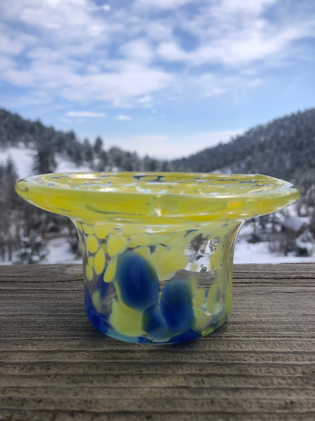 Hand Blown Glass “poka Dot” Vessel - Etsy